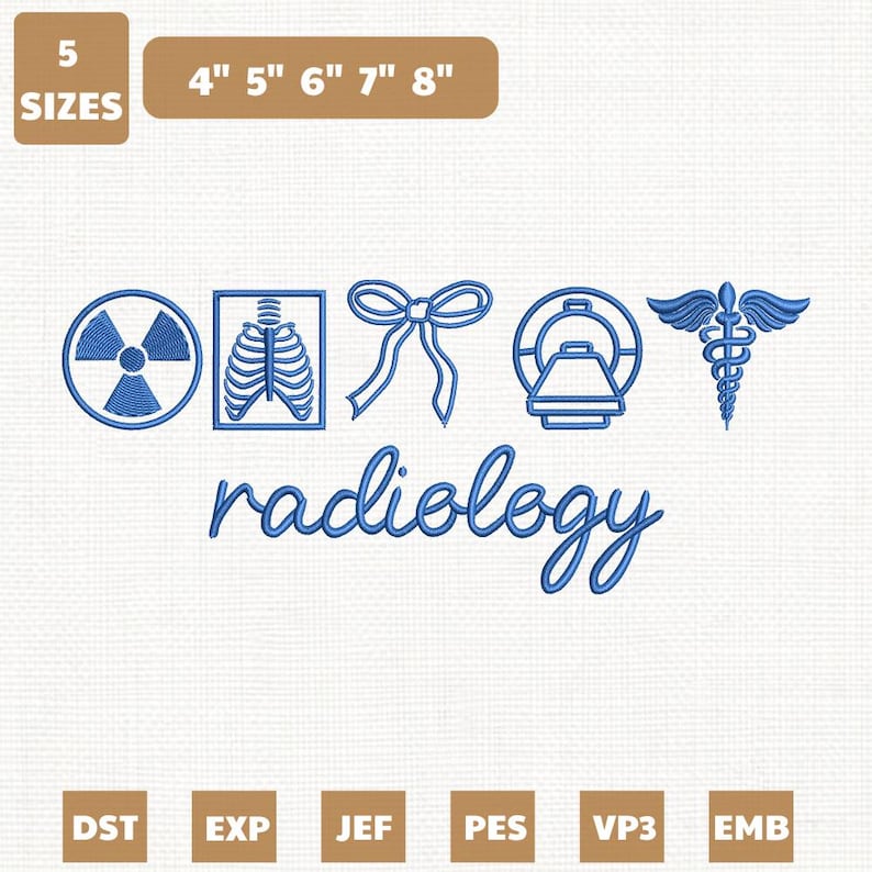 Radiology Medical Icons Machine Embroidery File, Coquette Bow Design ...