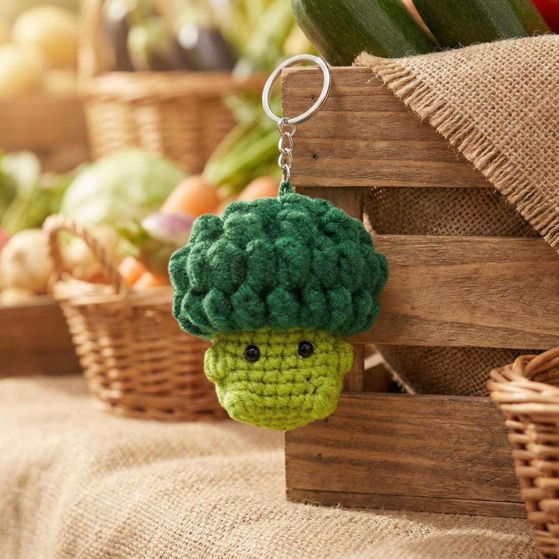 Crochet Broccoli Keychain Handmade, Cute Vegetable Keychain, Kawaii ...