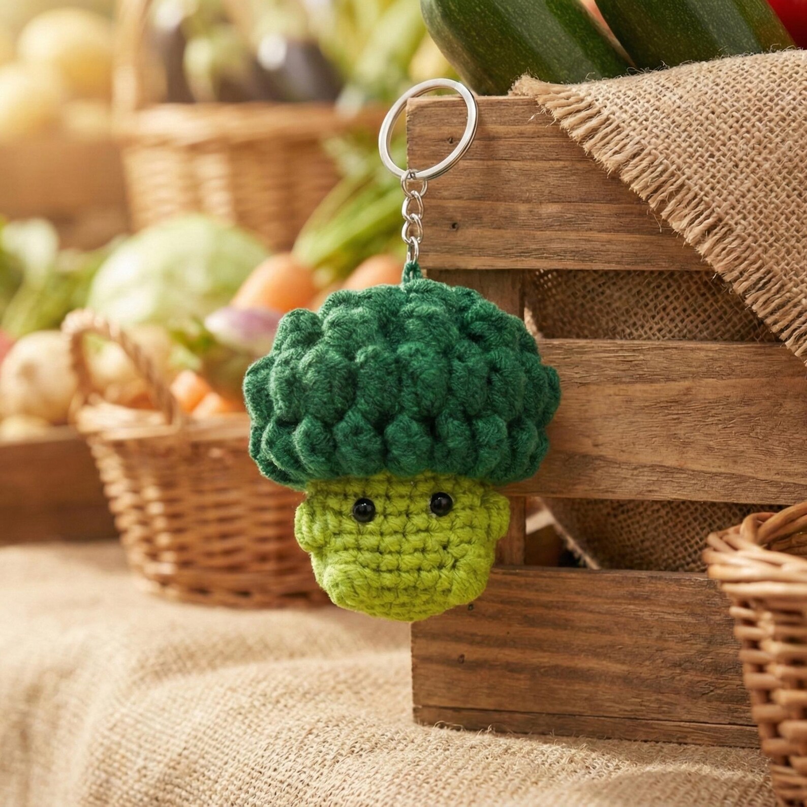 Crochet Broccoli Keychain Handmade, Cute Vegetable Keychain, Kawaii ...