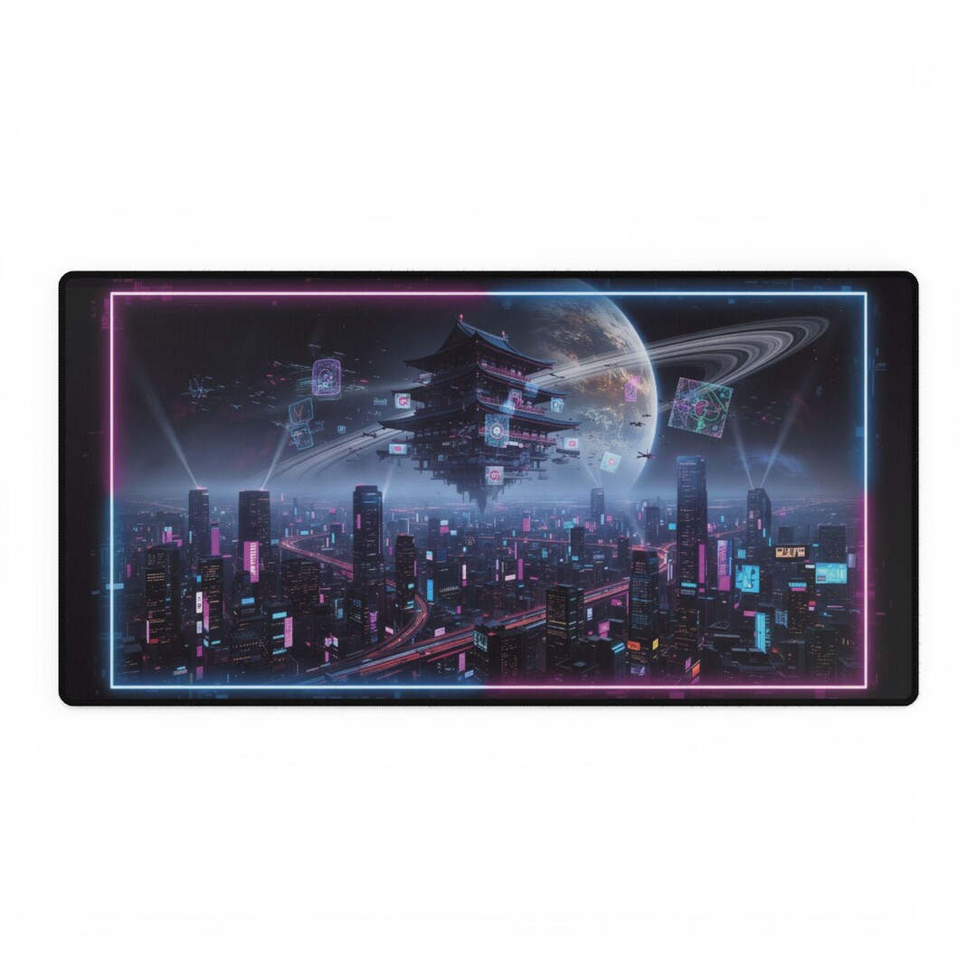 Cyberpunk Neo-tokyo Desk Mat | Futuristic Cityscape - Etsy