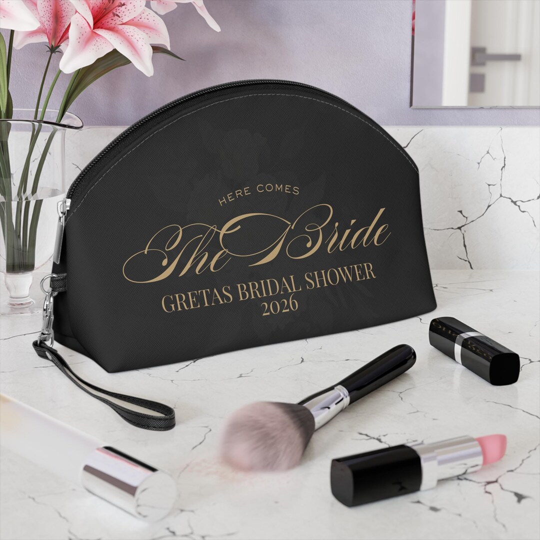 Personalized Bridal Shower Makeup Bag | Custom Name & Date | Wedding ...
