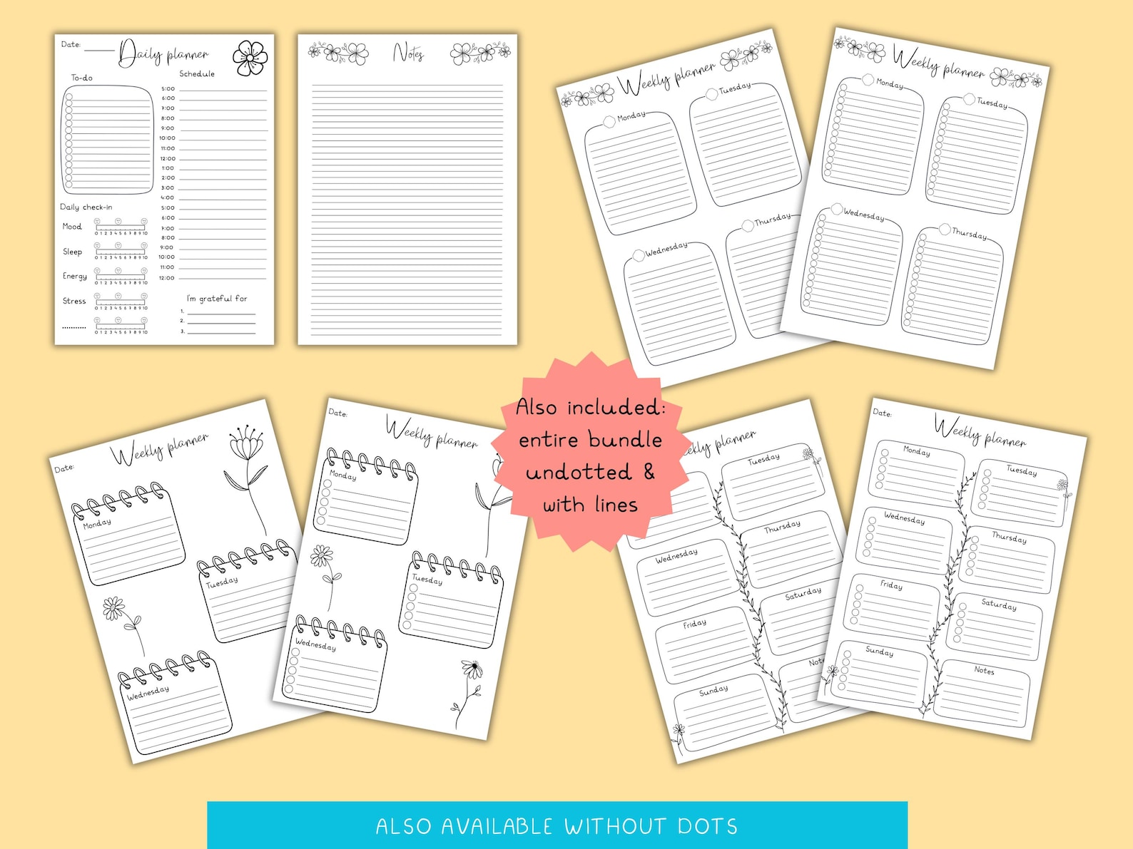 Bullet Journal 2026 & Undated Printable Planner | 120 Page Bujo Starter ...