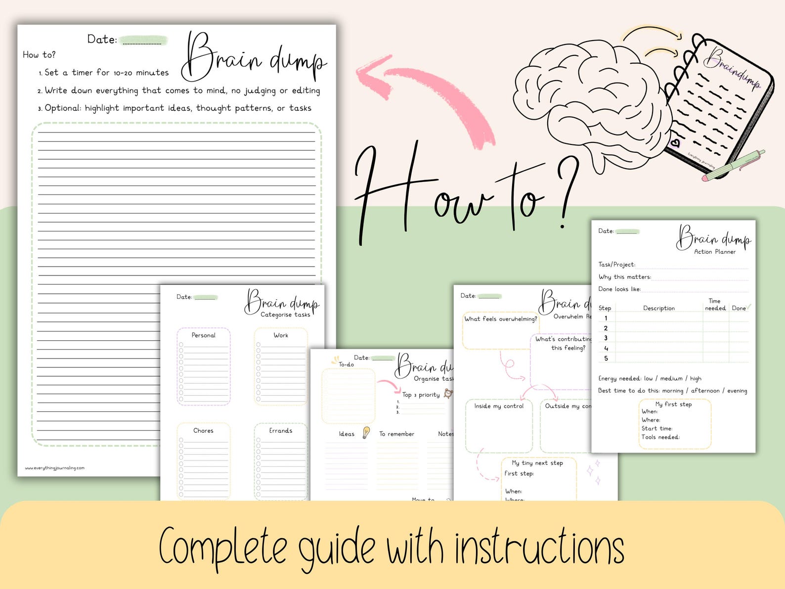 Brain Dump Planner Printable | ADHD Friendly Mental Clarity & Overwhelm ...