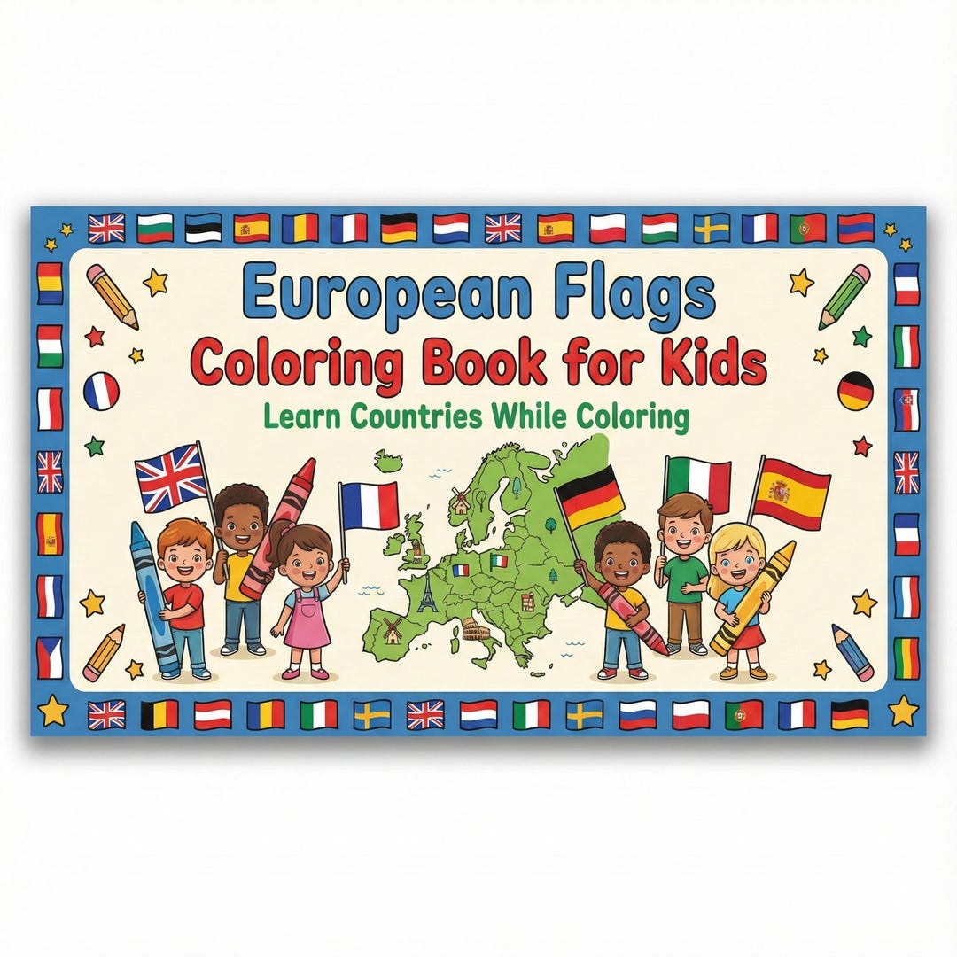 European Flags Coloring Book for Kids Printable Geography Learning ...