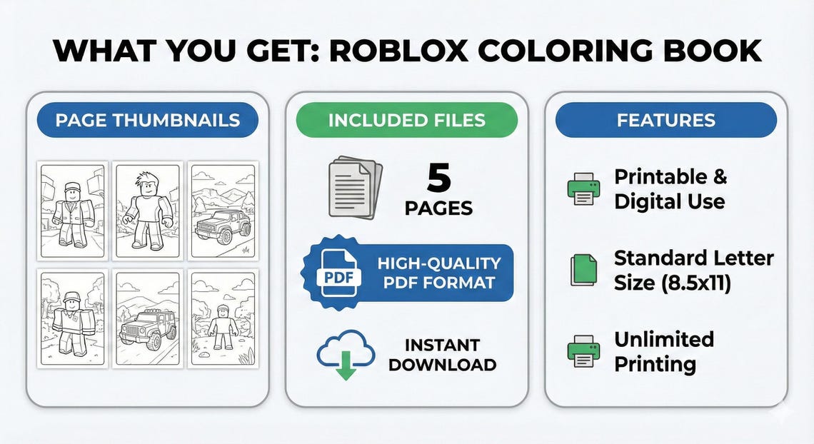 Roblox Coloring Pages – Fun Printable Activity Sheets (digital Download ...