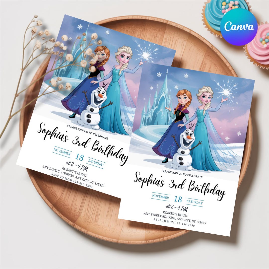 Frozen Theme Birthday Invitation, Girls Birthday Third Invite, Frozen ...