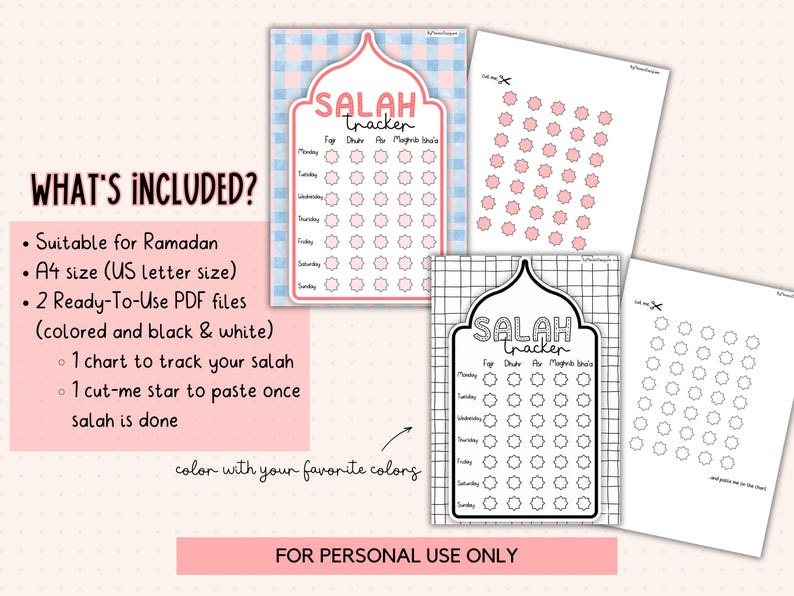Kids Salah Tracker Printable | Islamic Prayer Reward Chart (PDF) - Etsy