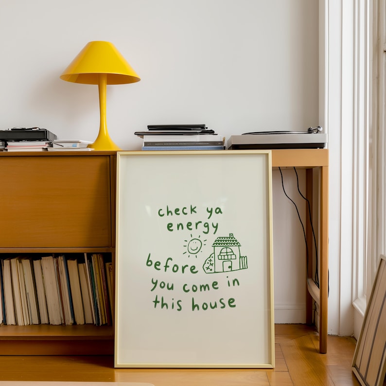Check Ya Energy Dopamine Decor | Hand-lettered Typography Print ...