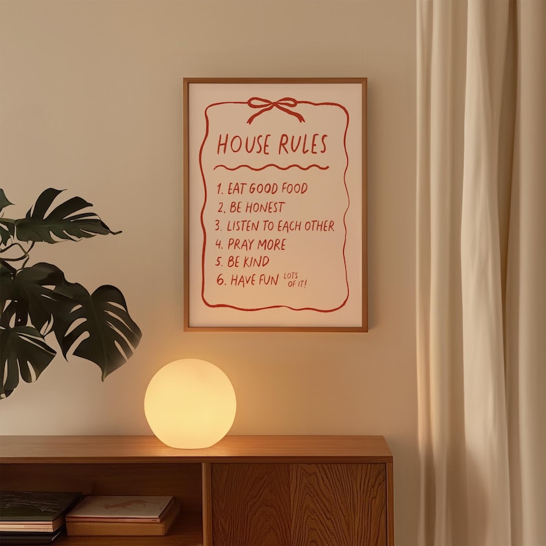 House Rules Print | Dopamine Decor Typography Wall Art (digital ...