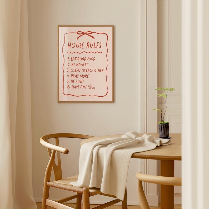 House Rules Print | Dopamine Decor Typography Wall Art (digital ...