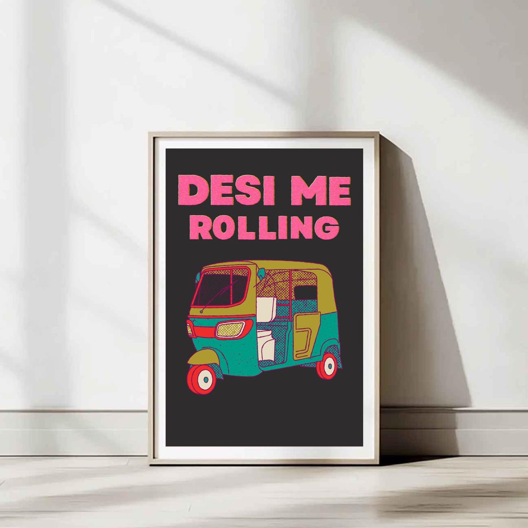 Desi Auto Rickshaw Poster, Funky Indian Wall Art, Retro Print, Desi Me ...
