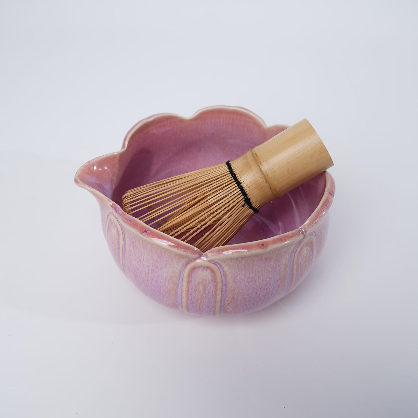 Pink Lotus Matcha Whisk Set With Spout, 3D Embossed Floral Chawan, Zen ...