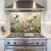 Hummingbird Glass Backsplash, Floral Nature Kitchen Wall Panel ...