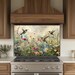 Hummingbird Glass Backsplash, Floral Nature Kitchen Wall Panel ...