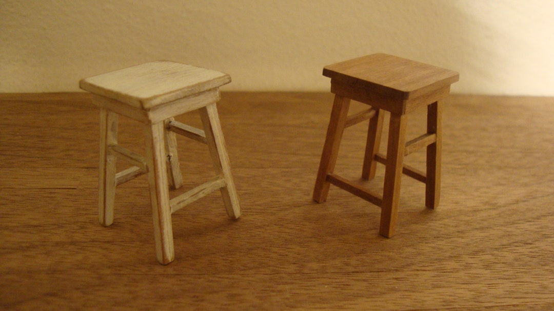Dollhouse Miniature Stool in Walnut Wood - Etsy