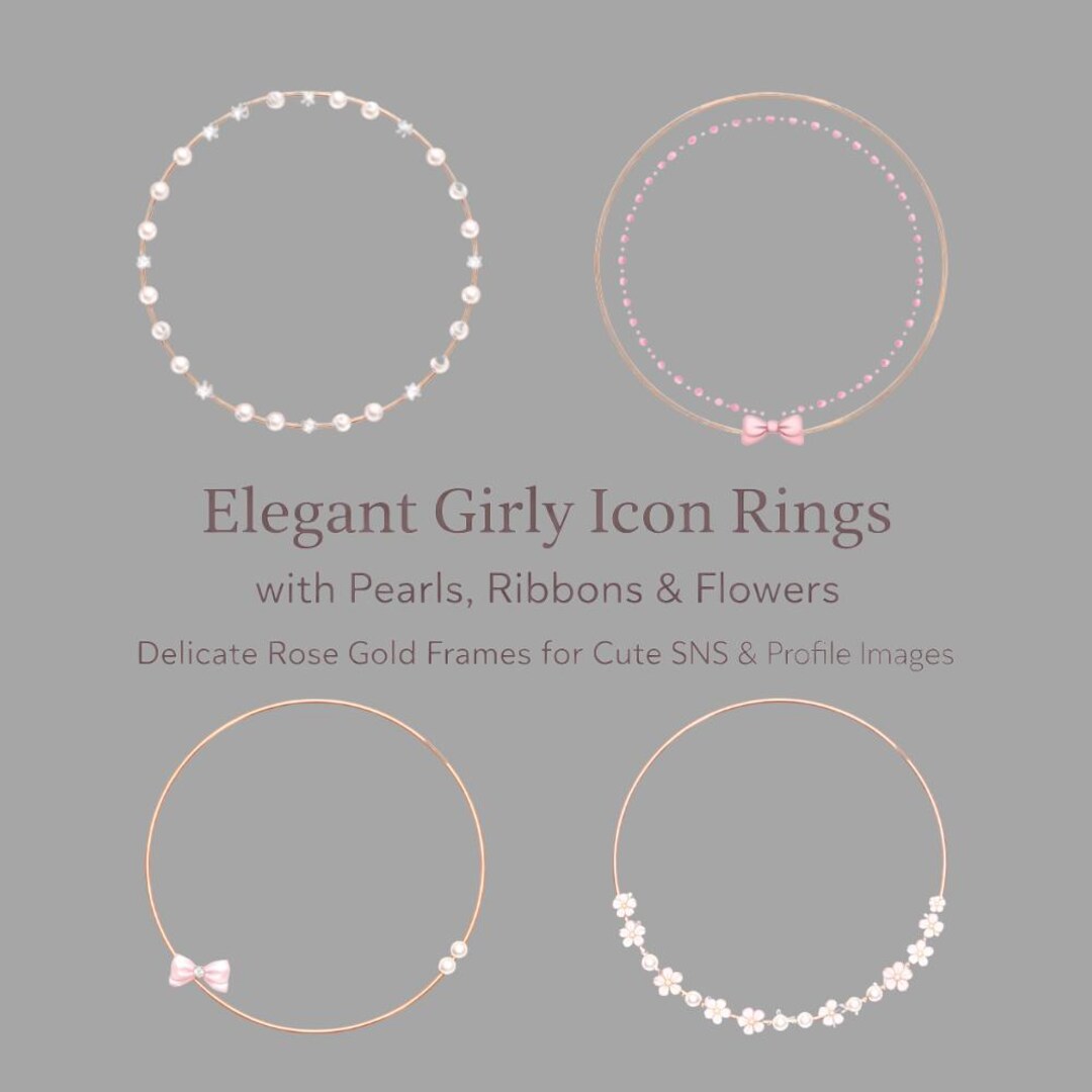 Icon Ring Frame PNG – Rose Gold Pearl Ribbon Profile Icon Set (4 ...