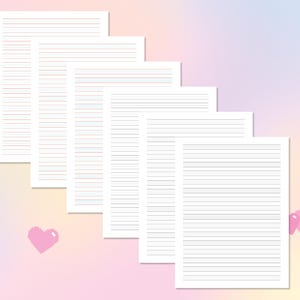 A4 Lined Paper Printable Pack – Cute Notebook Pages, Digital Writing ...