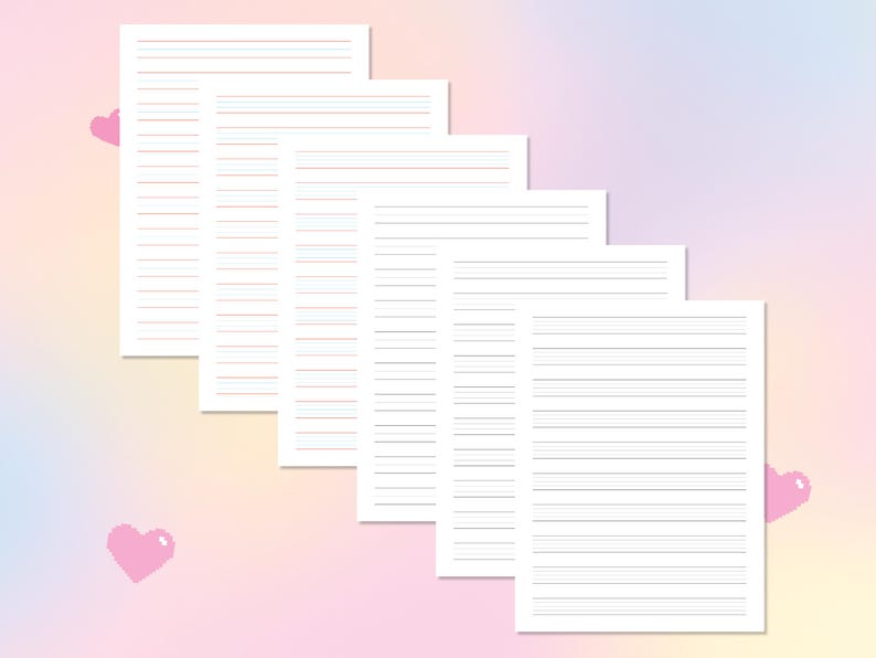 A4 Lined Paper Printable Pack – Cute Notebook Pages, Digital Writing ...