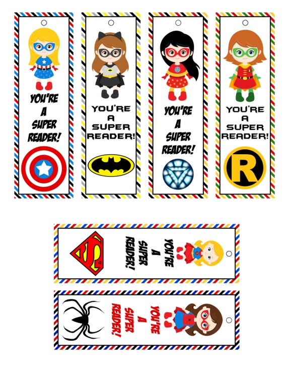 Girl Super Hero Printable Book Marks | Etsy