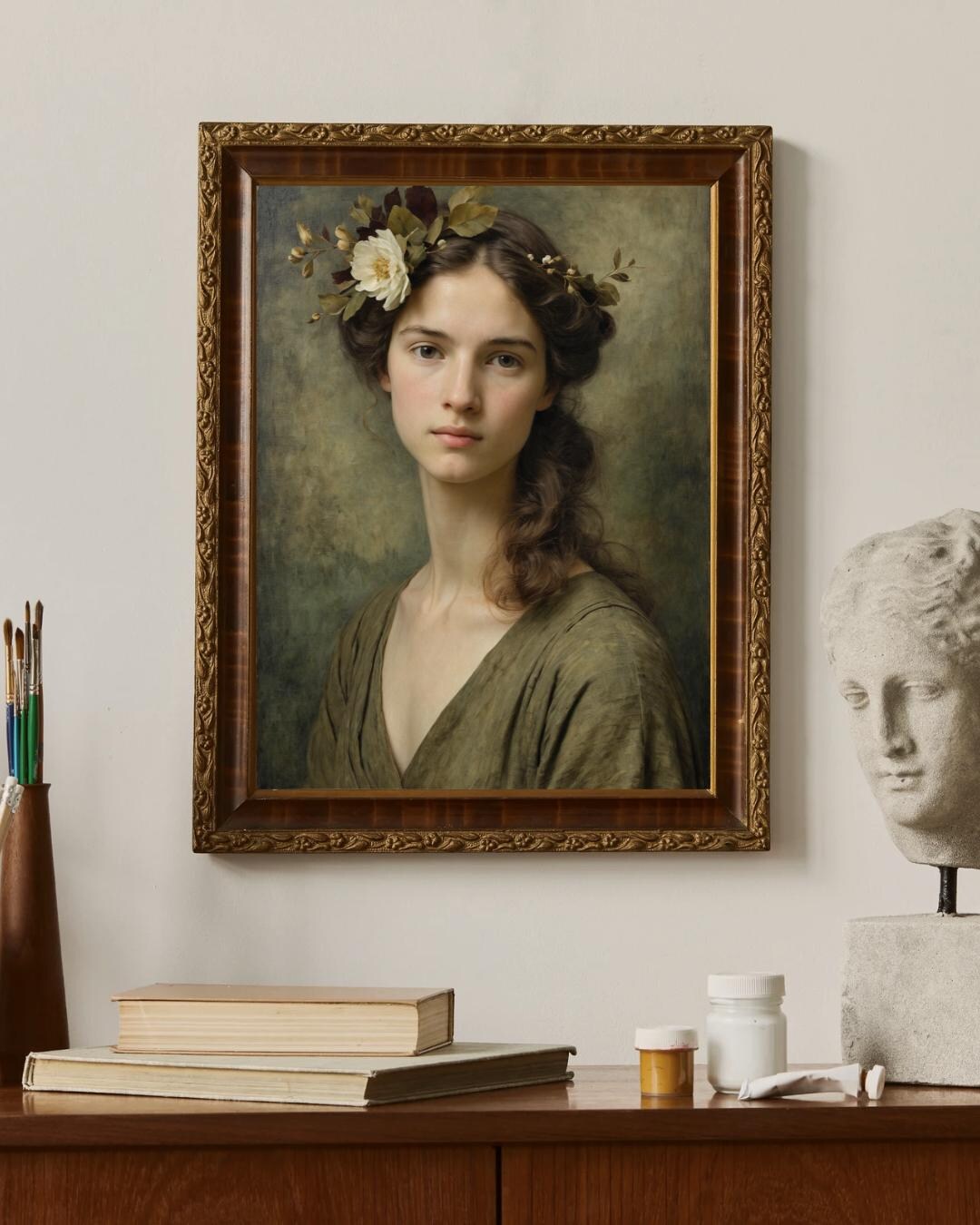 Vintage Goddess Portrait Wall Art Classical Feminine Painting Old ...
