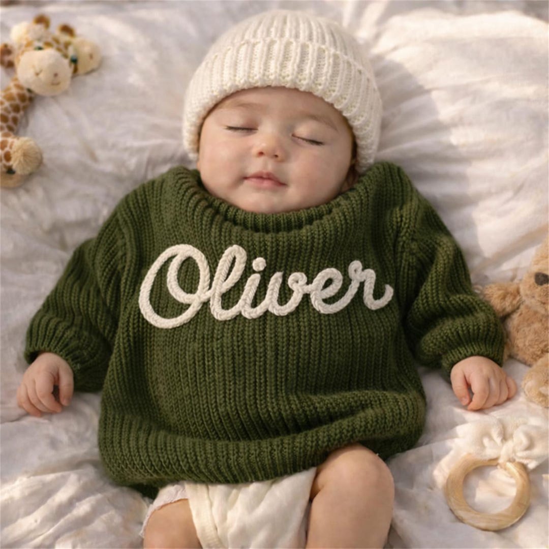 Personalized Baby Sweater With Name, Custom Name Knit Jumper, Baby Girl ...