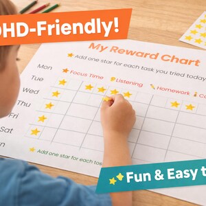 ADHD Reward Chart for Kids | Positive Reinforcement (PDF Printable Ages ...