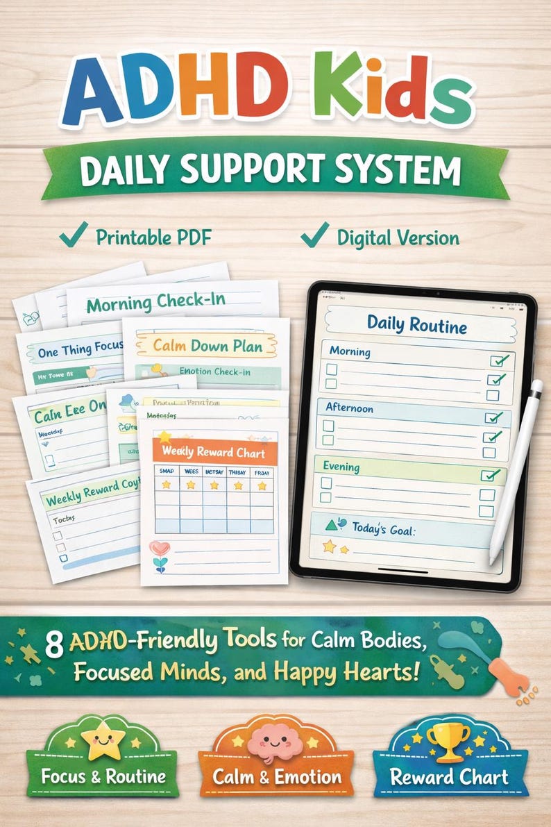 2026 ADHD Planner | Kids & Adult Daily Focus | Digital Download | - Etsy