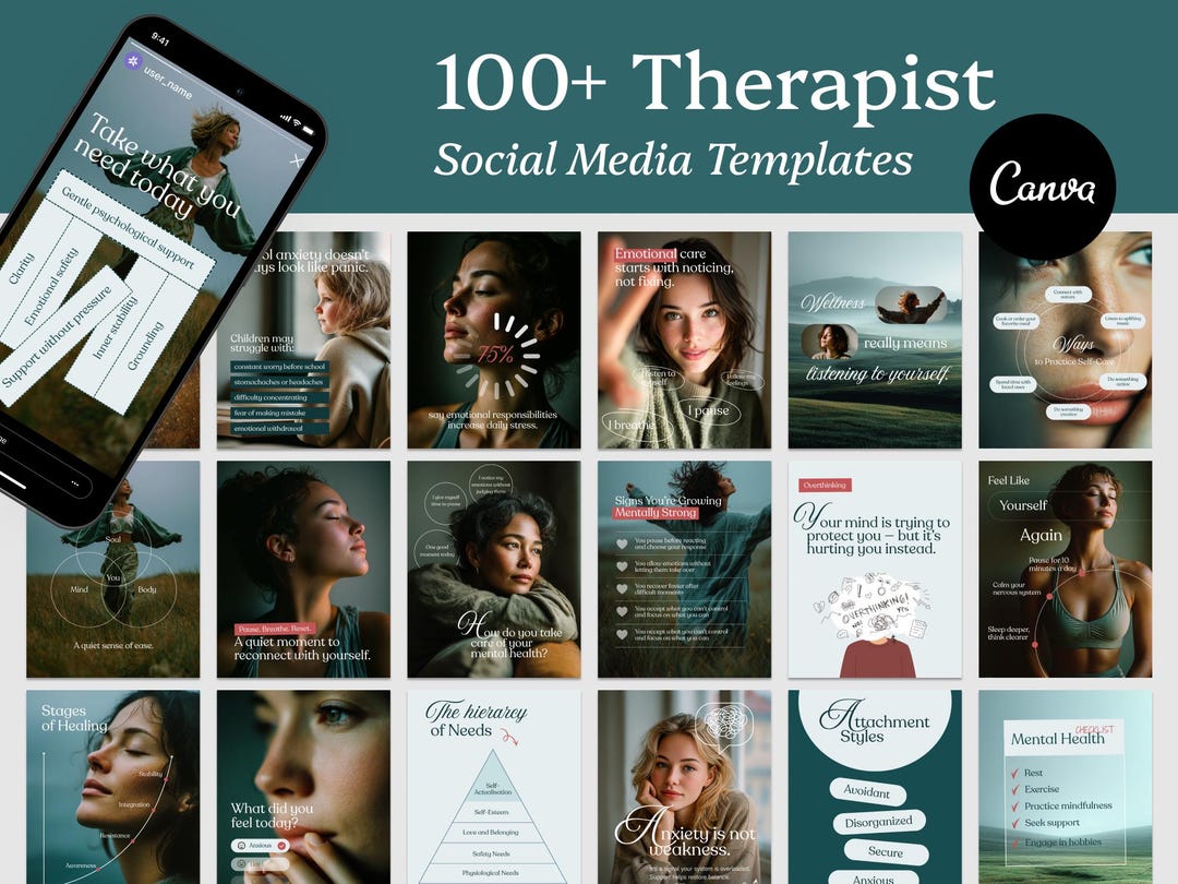 Therapist Instagram Templates for Psychologist Mental Health Coach ...