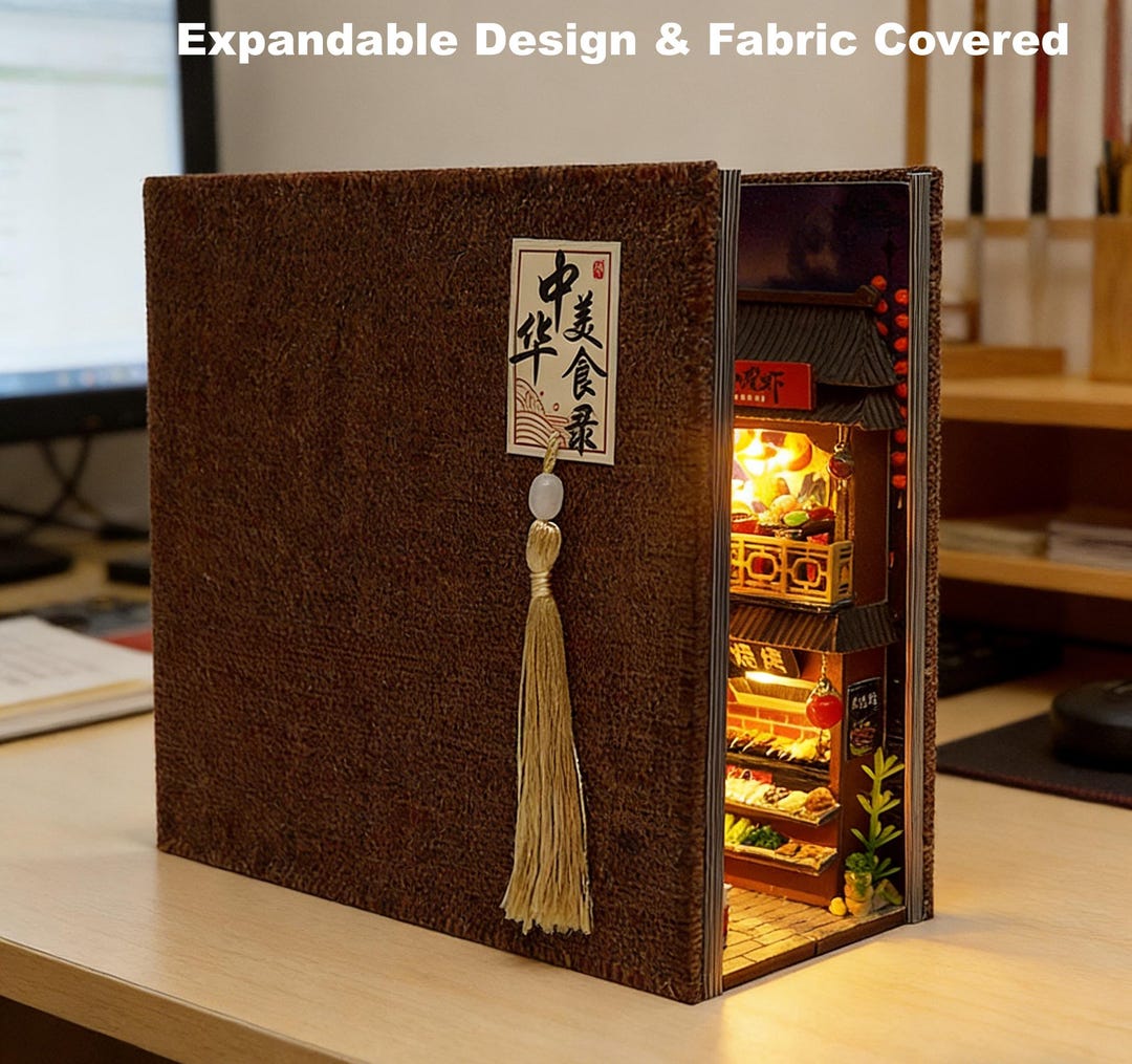 DIY 3D Wooden Book Nook Kit, Chinese Street Food Night Market ...