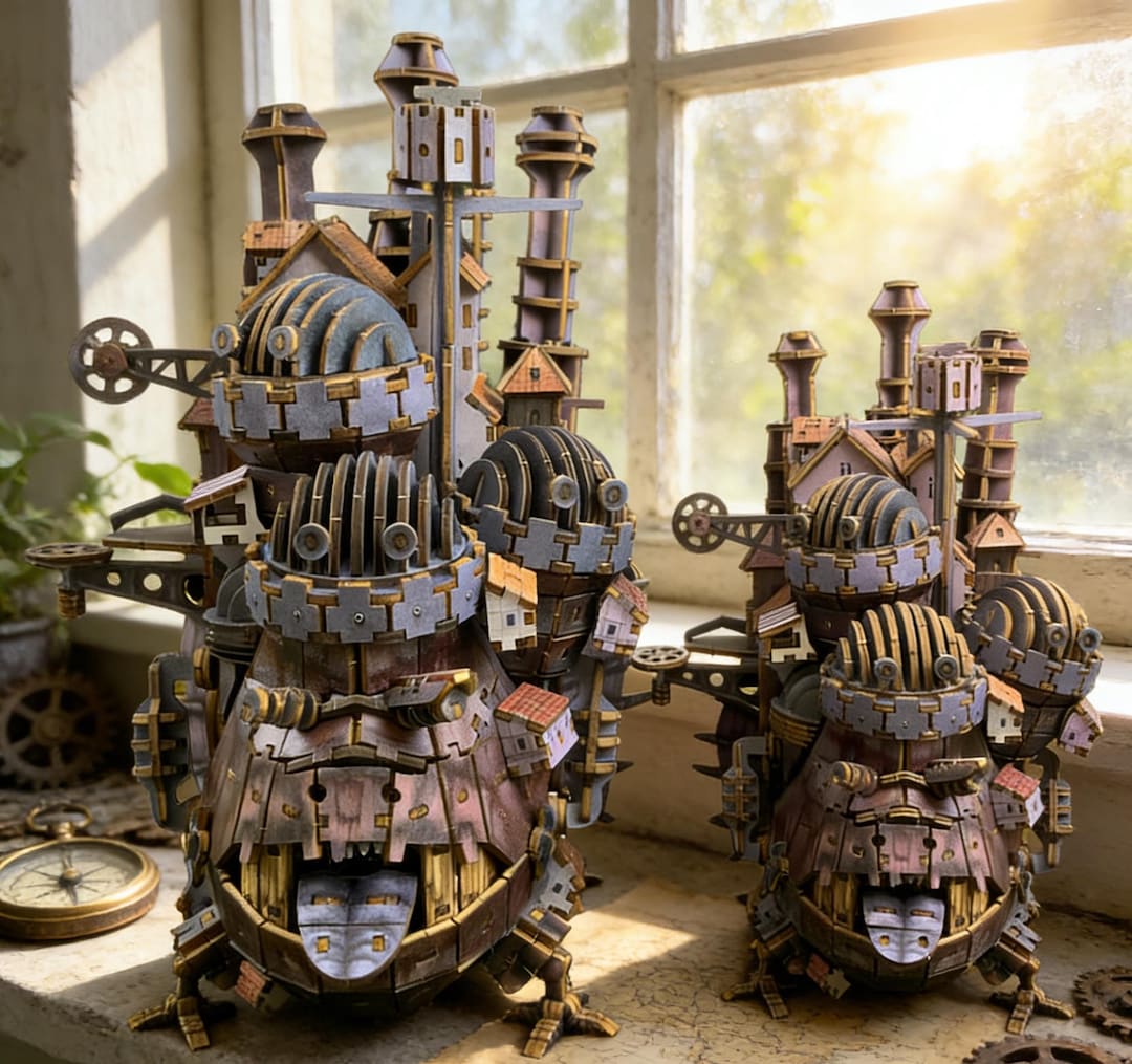 DIY 3D Wooden Walking Castle Puzzle, Full Color Steampunk Moving ...