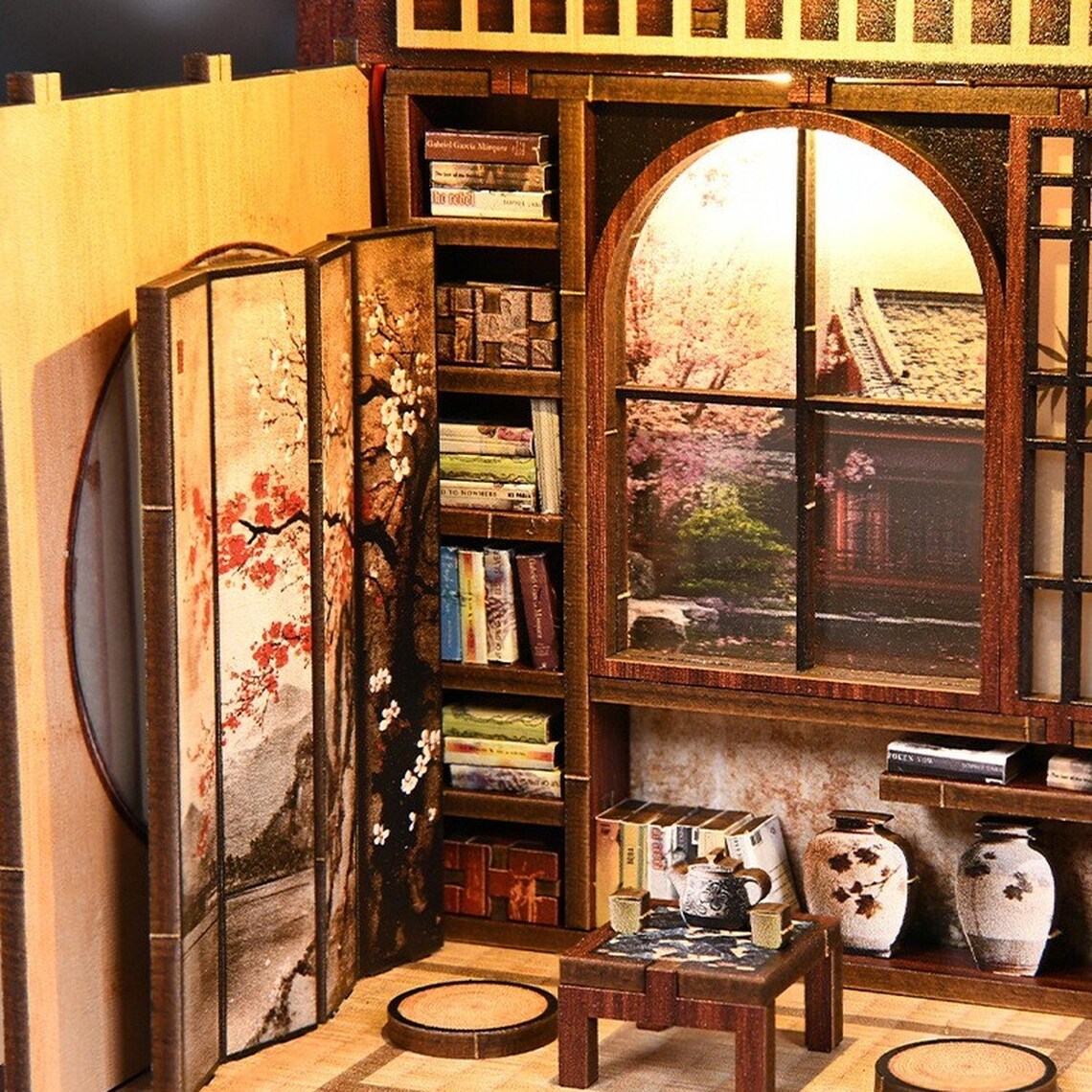 Zen Garden Book Nook: Japanese DIY Miniature Kit With LED | 3D Wood ...