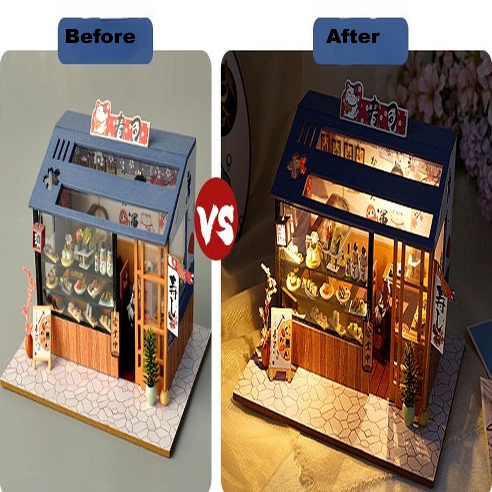 DIY Japanese Sushi Shop Kit, 3D Room Box With LED , Japanese Street ...