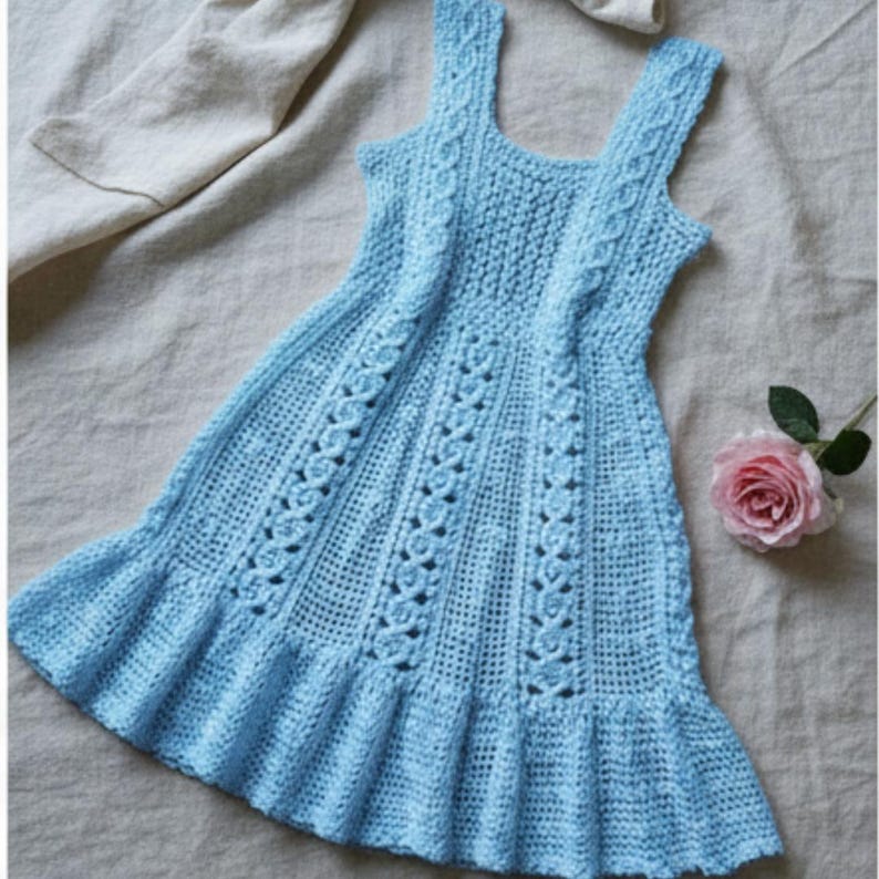 Sky Blue Crochet Baby Dress Pattern | Lace Frock Tutorial (PDF Download ...