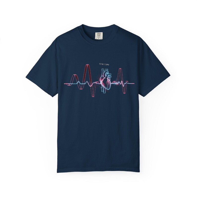 Anatomical Heart With ECG Line T-shirt | Medical Heartbeat Graphic Tee ...
