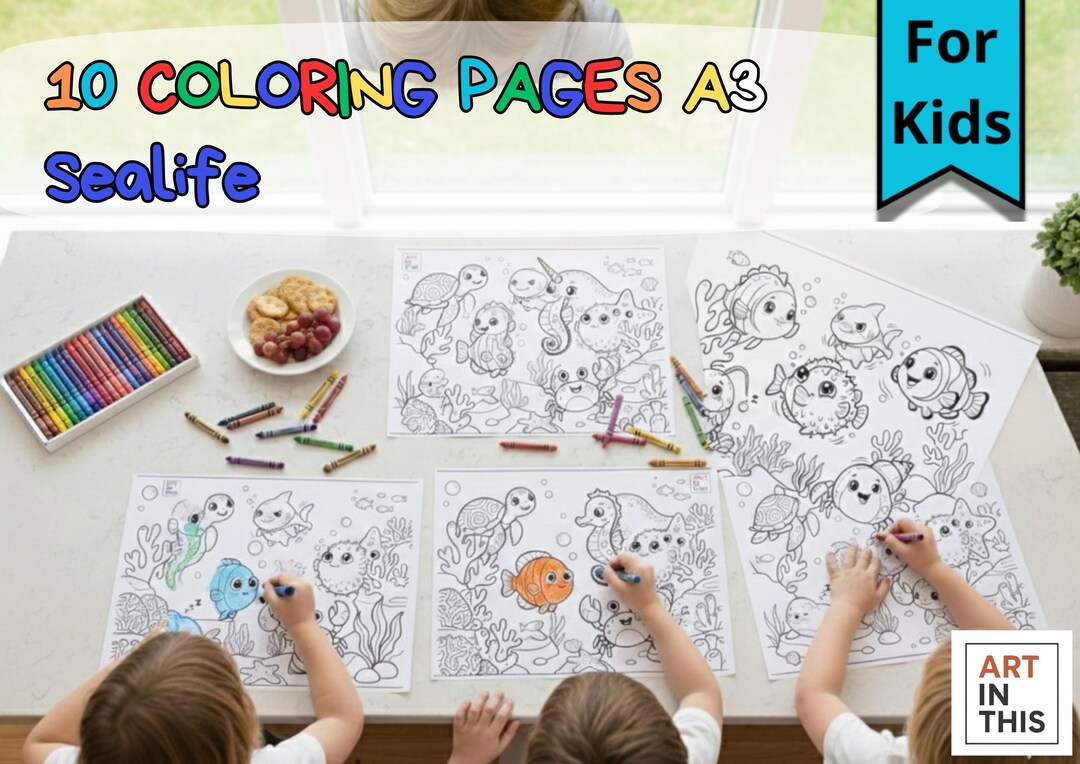 Sealife Coloring Pages – 10 Printable A3 Pages – Instant Download - Etsy