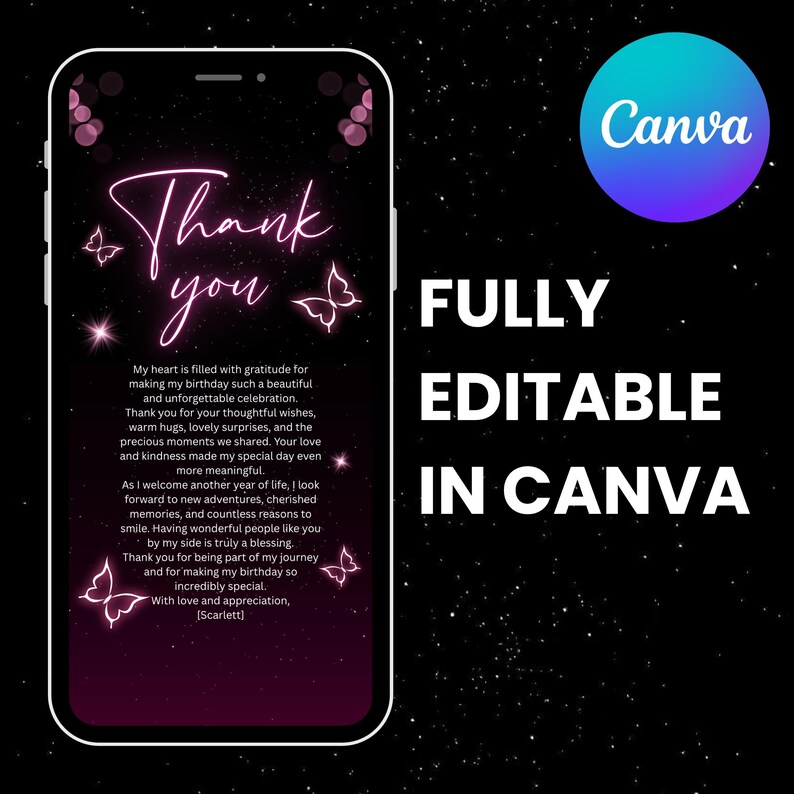 Pink Birthday Video Invitation, Editable Canva Animated Birthday Invite ...