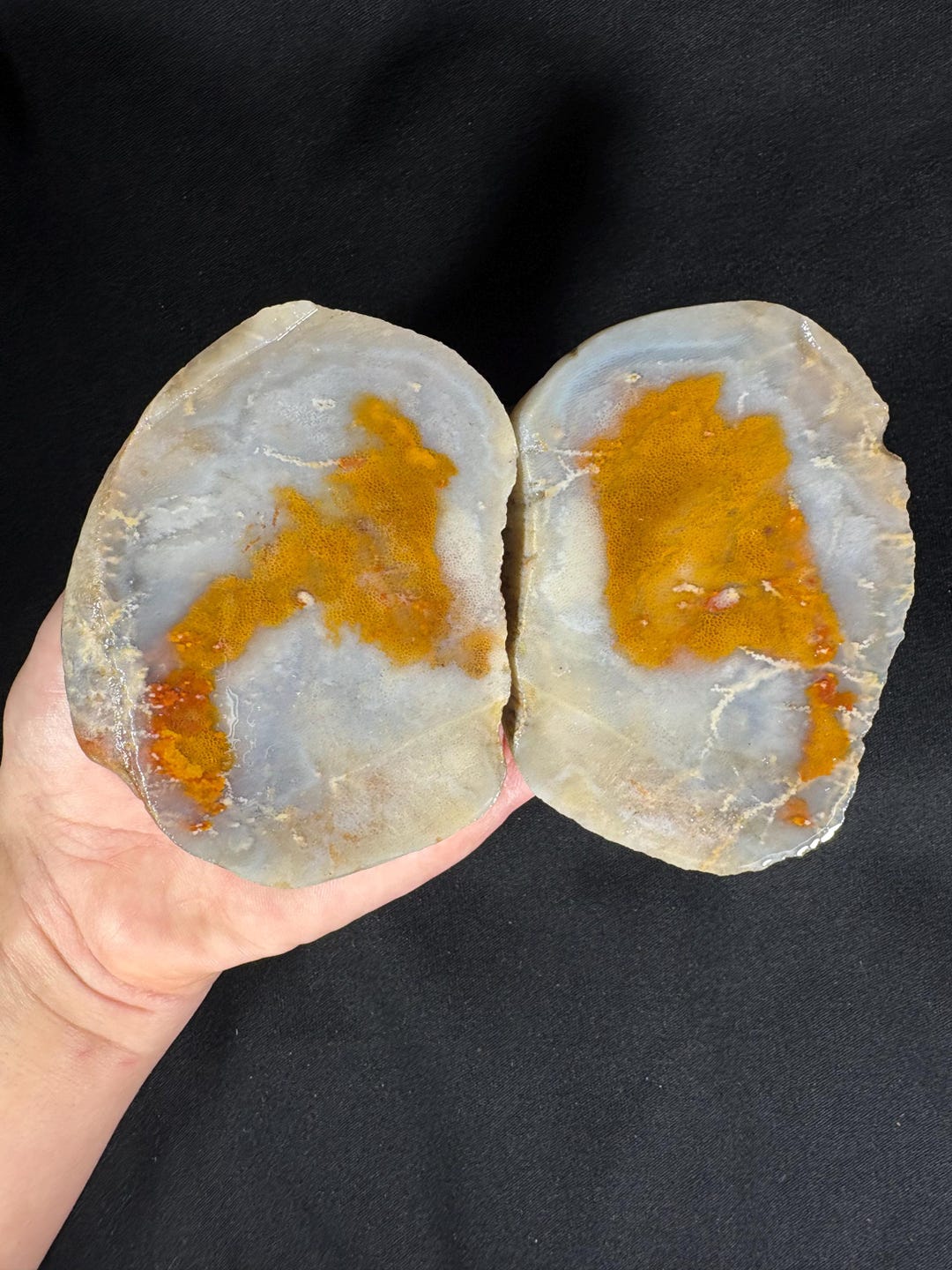 Fried Egg Agate Geode Pair - Sunny Side up Yellow Plume Center - Raw ...
