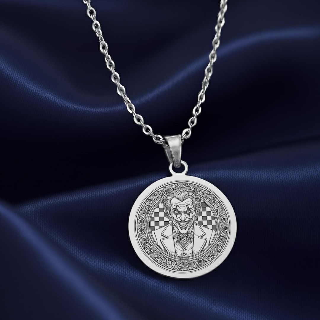 Silver Jester Necklace: Chaos & Madness Symbol , Comic Book Fan Gift - Etsy
