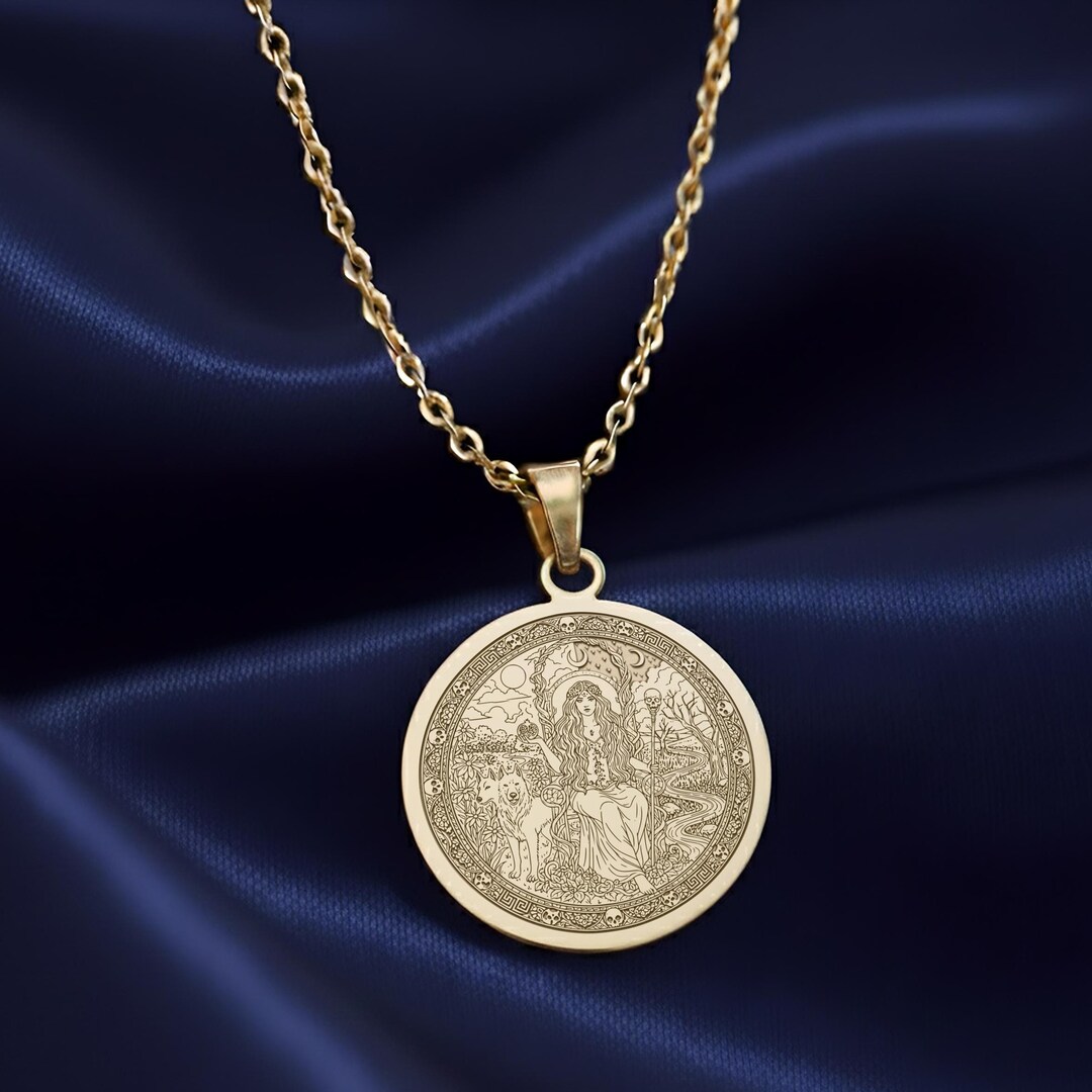 14K Gold Persephone Necklace: Queen of the Underworld Pendant , Greek ...
