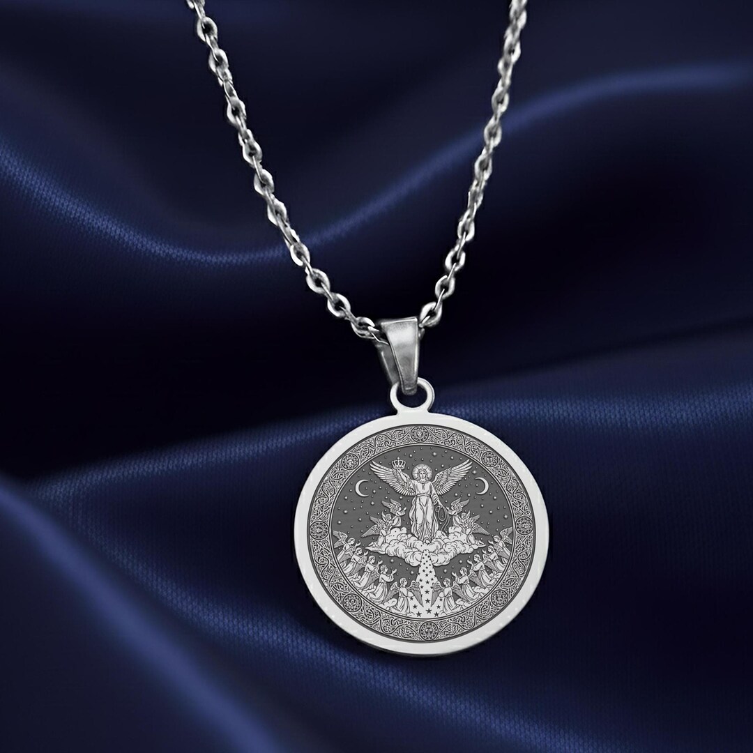 Silver Archangel Raphael Necklace , Healing Angel Pendant , Guardian ...