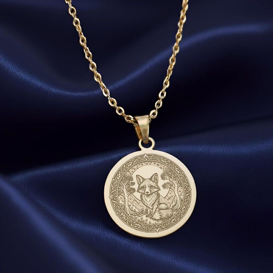 14K Gold Fox Necklace: Silver Spirit Animal Jewelry , Cleverness Charm ...