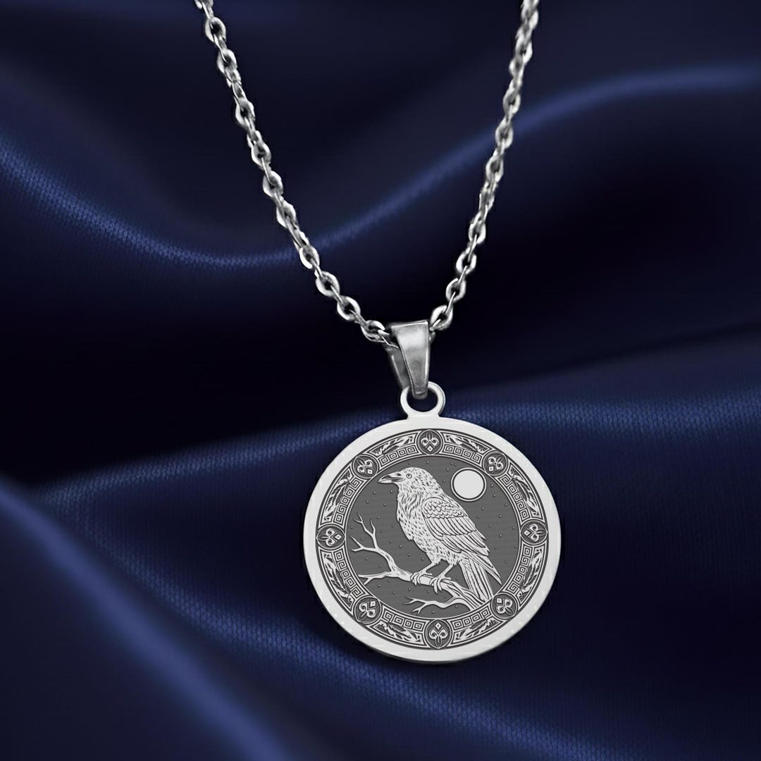 Silver Raven Necklace: Crow Pendant , Gothic Spirit Animal Talisman - Etsy