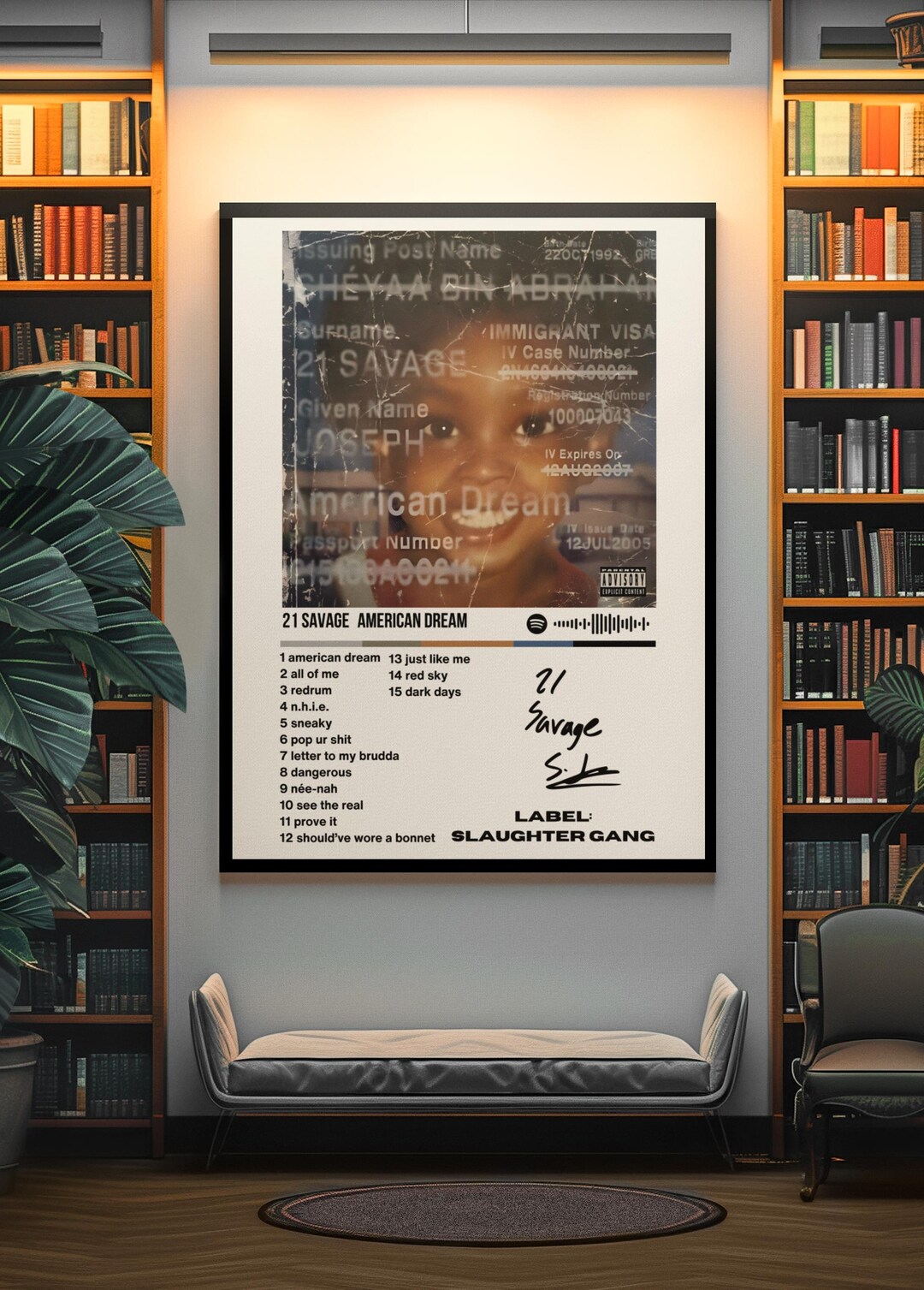 Timeless 21 Savage American Dream Tracklist Poster | Y2K Gangster Style ...