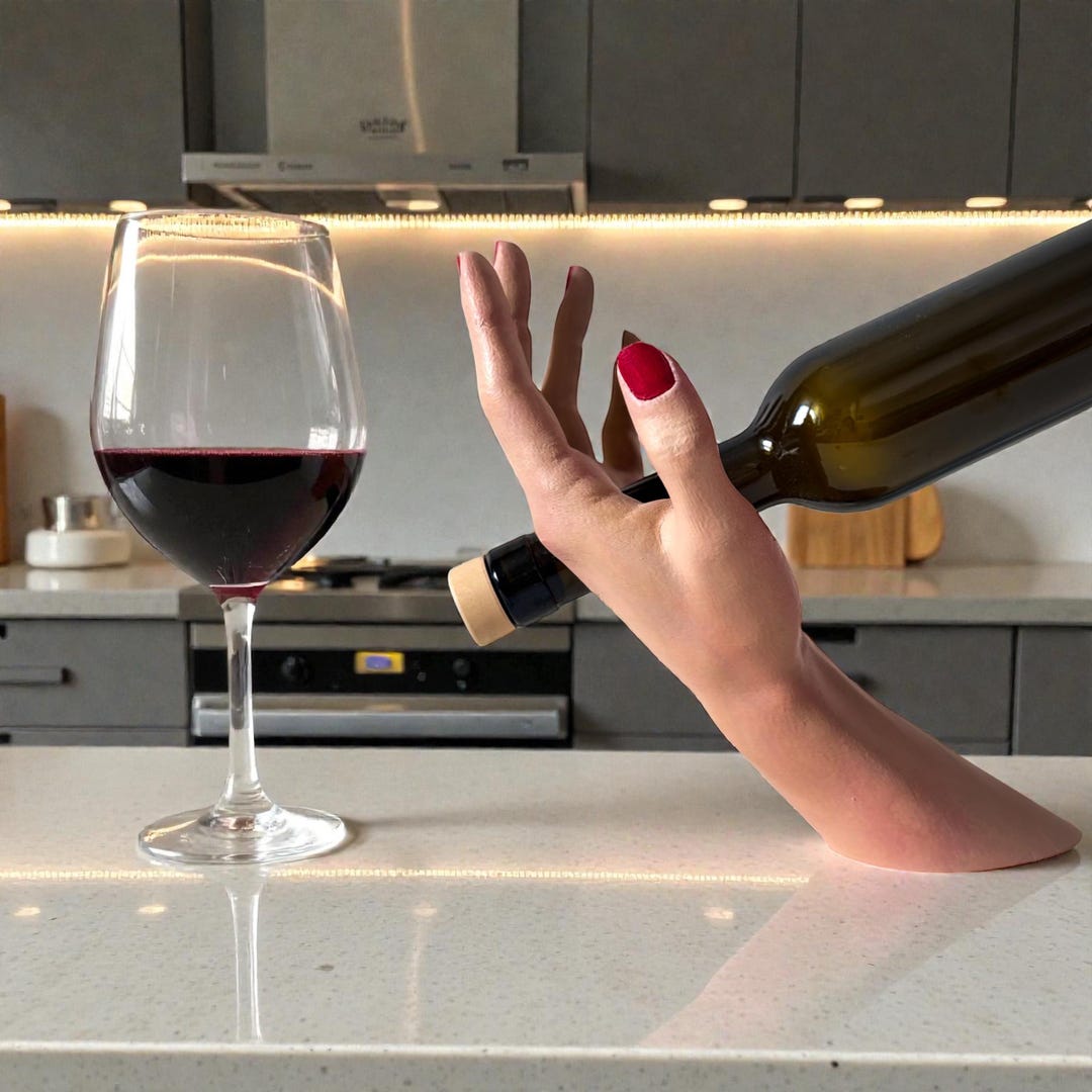 Handmade Realistic Hand Wine Holder – Personalized Tag, Modern Art ...