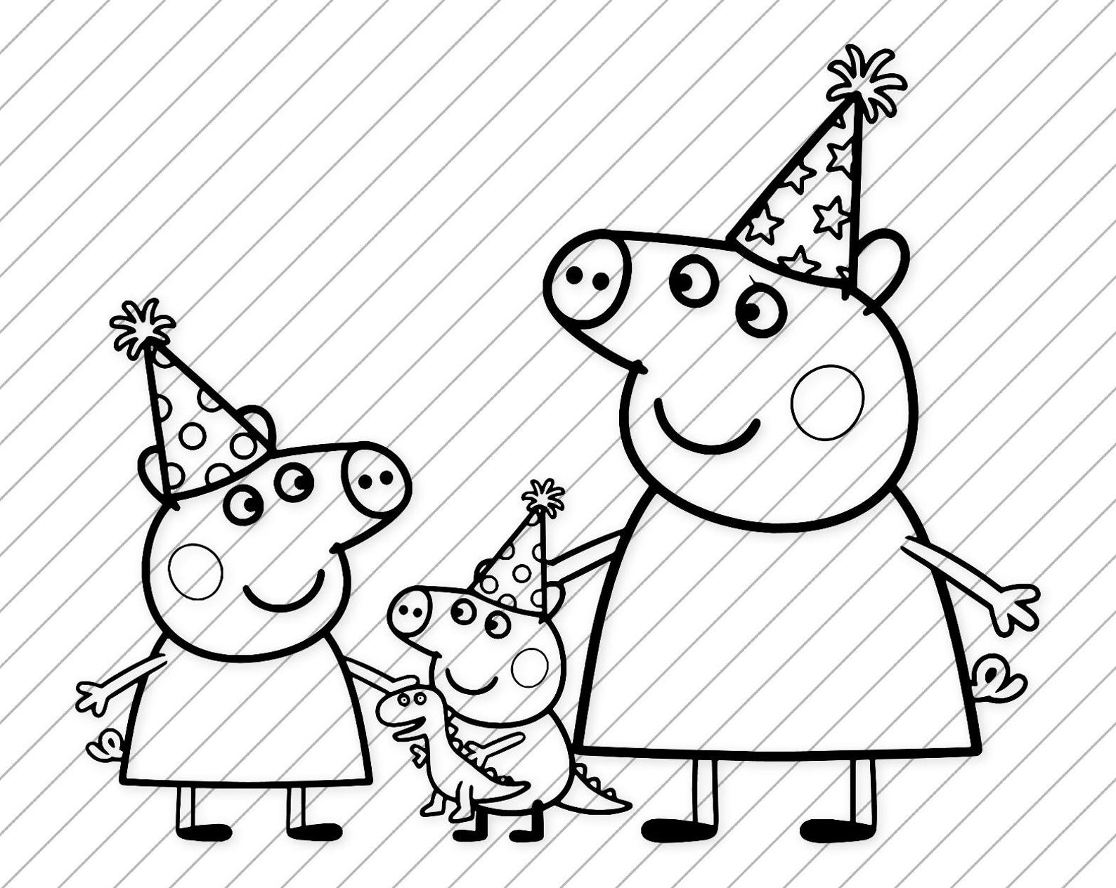 Peppa Pig Family Svg: Bold Outline Design for Birthday Celebrations - Etsy