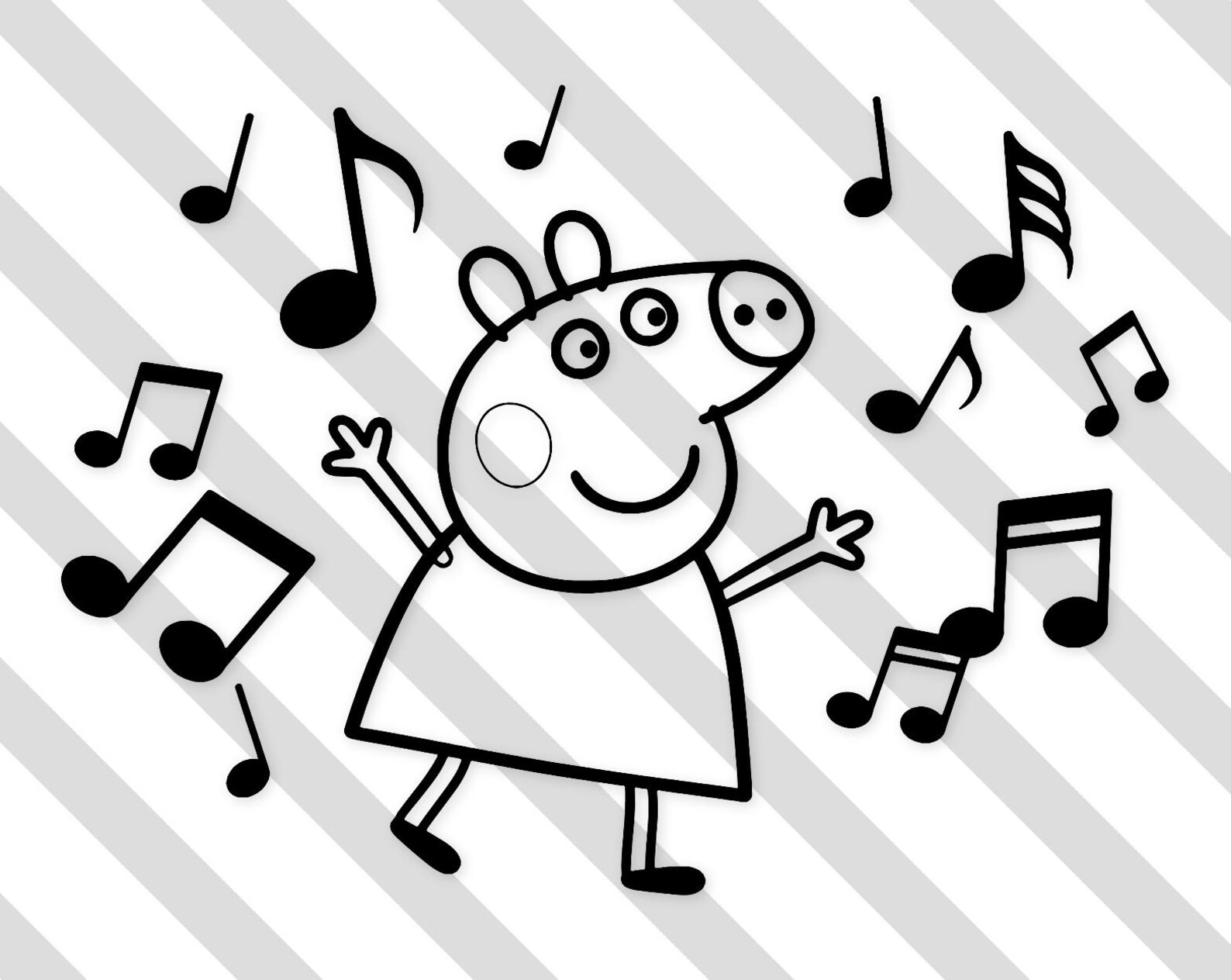 Peppa Pig Digital Artwork: Black and White Vector Illustration - Etsy