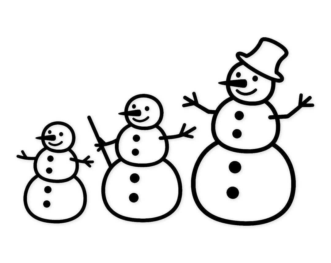 Snowman Family Group Svg Png: Bold Lines for Christmas Decor - Etsy
