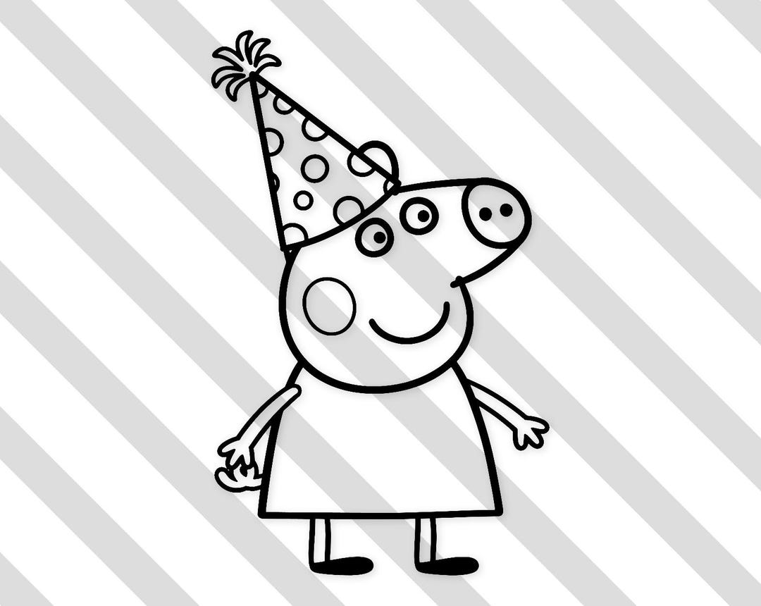 Peppa Pig Svg: Bold Outline Design for Kids' Parties - Etsy