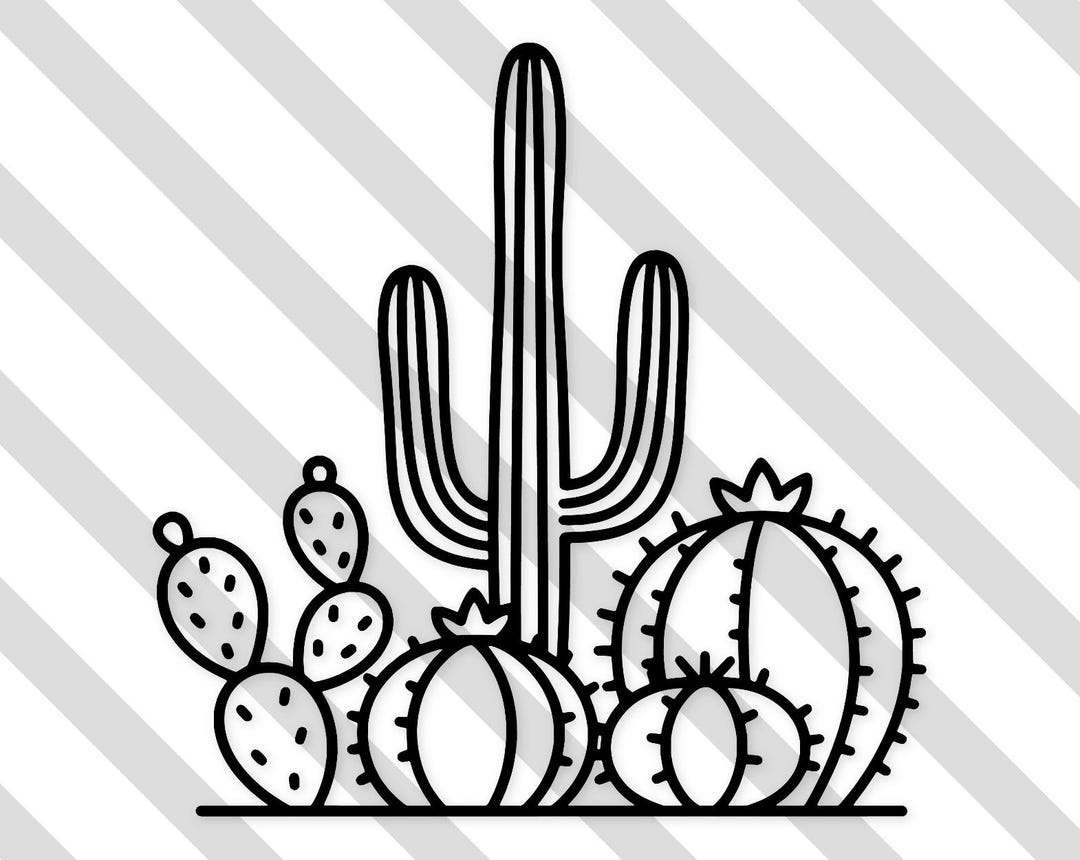 Cactus Garden Scene Svg: Minimalist Cut File for Home Decor - Etsy