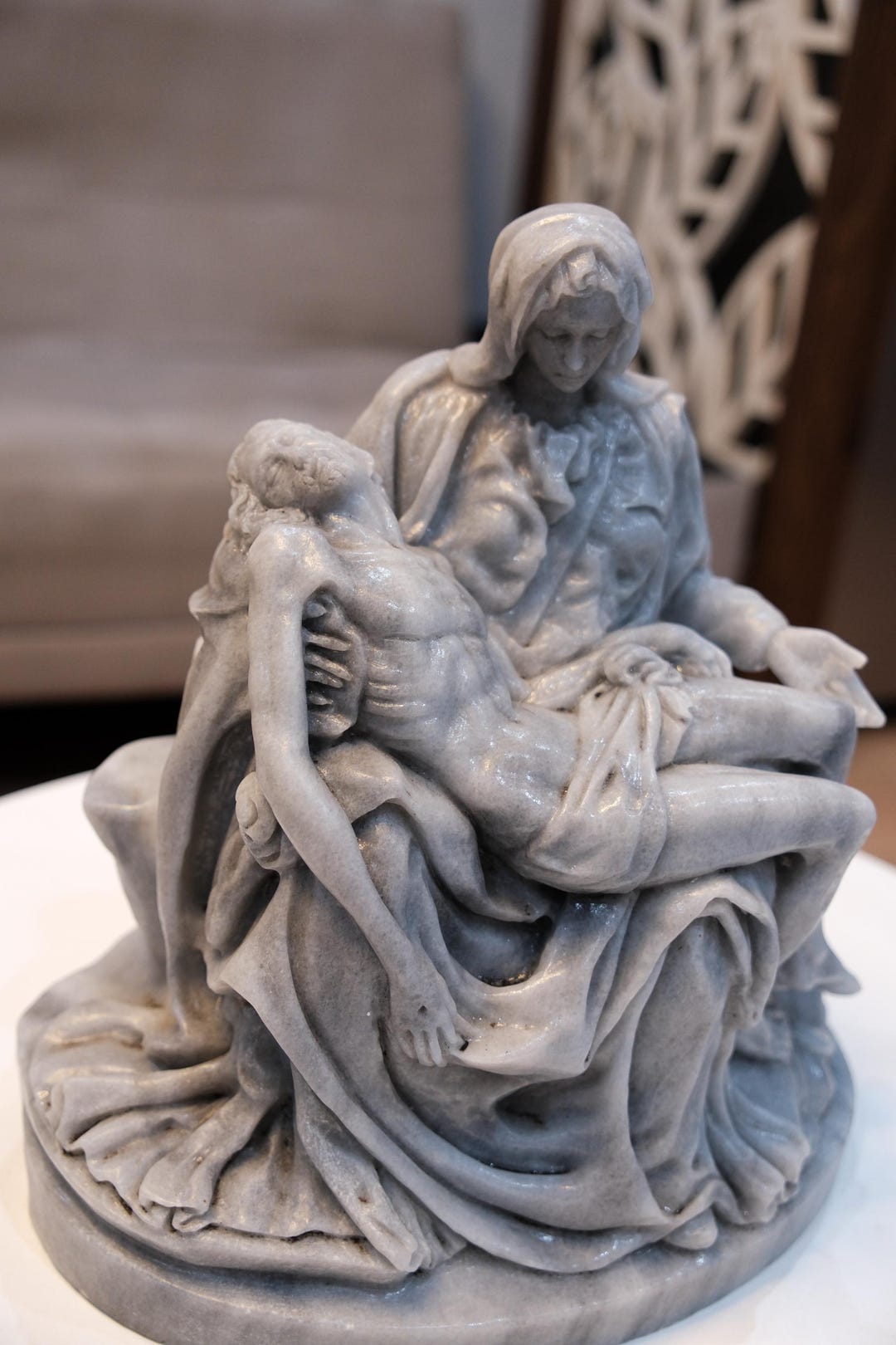 Pietà Marble Statue 40cm – Hand Carved Natural Marble Sculpture ...